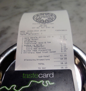 Tastecard at Pizza Express